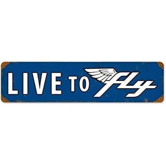 Wall Decor | Metal Sign 2 Pilot Signs Airplane Hangar Live To Fly 2 X 5 ...
